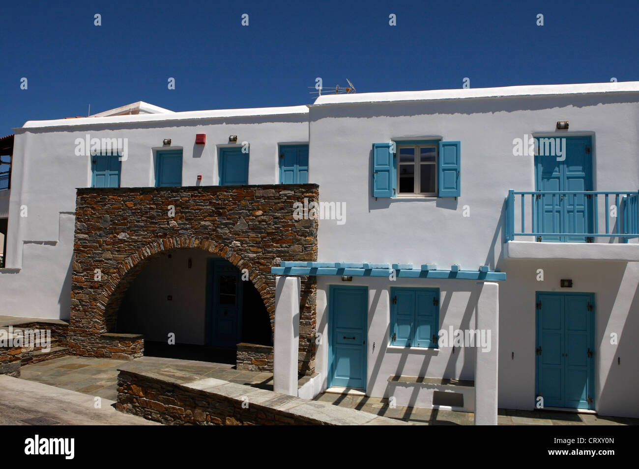 Cycladic architecture in capital of Kythnos(Hora) island Cyclades ...