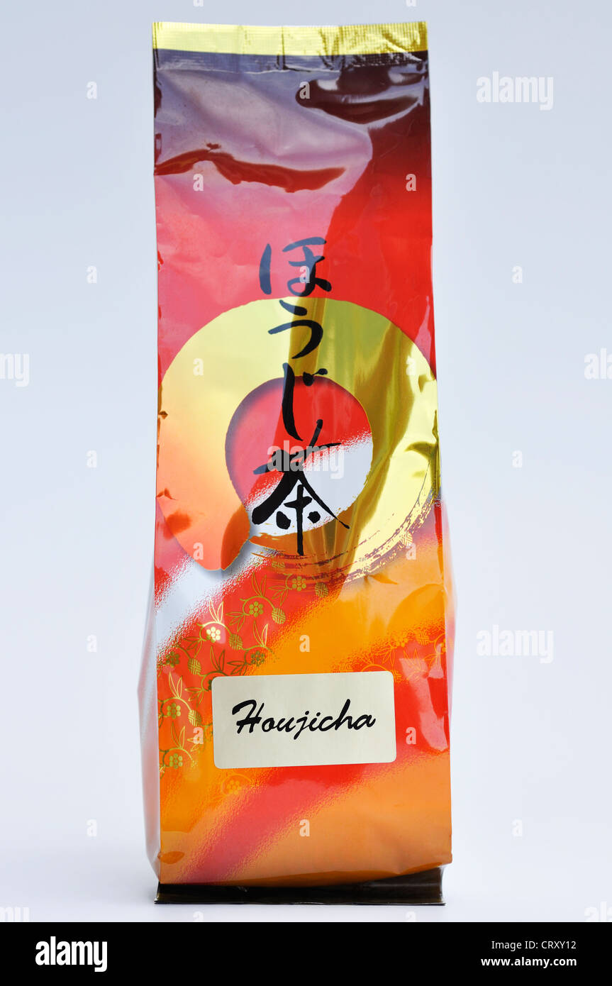Japanese houjicha green tea package Stock Photo - Alamy