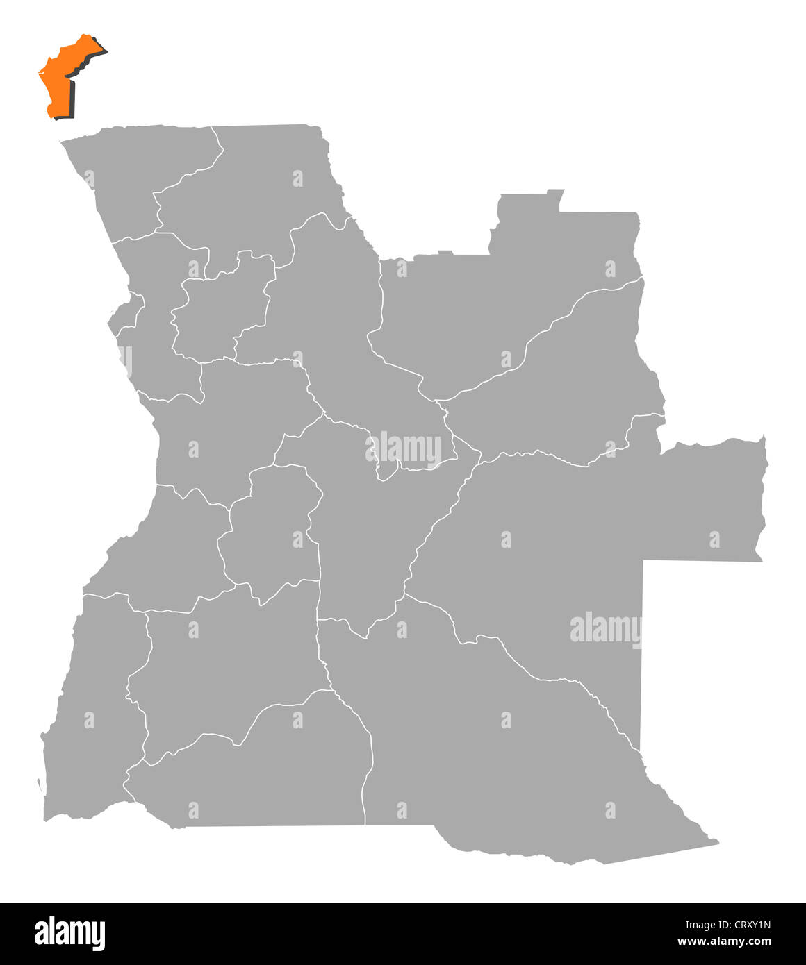 Political map of Angola with the several states where Cabinda is ...