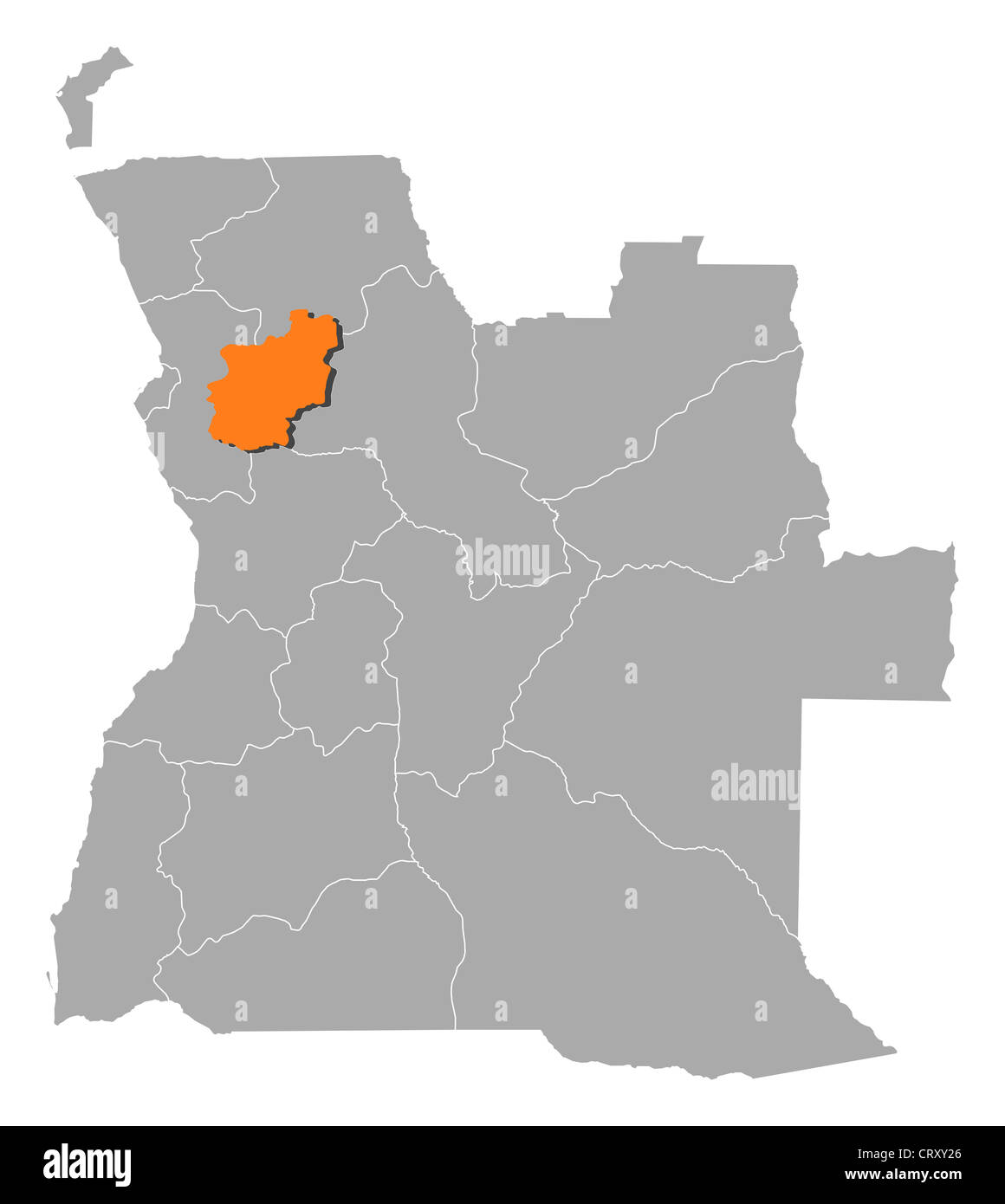 Political map of Angola with the several states where Cuanza Norte is ...