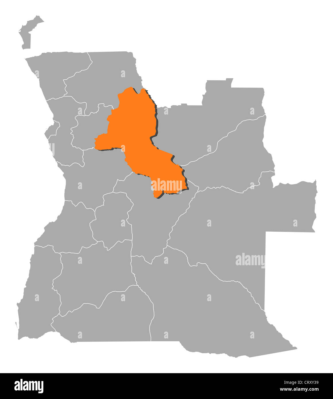 Political map of Angola with the several states where Malanje is ...