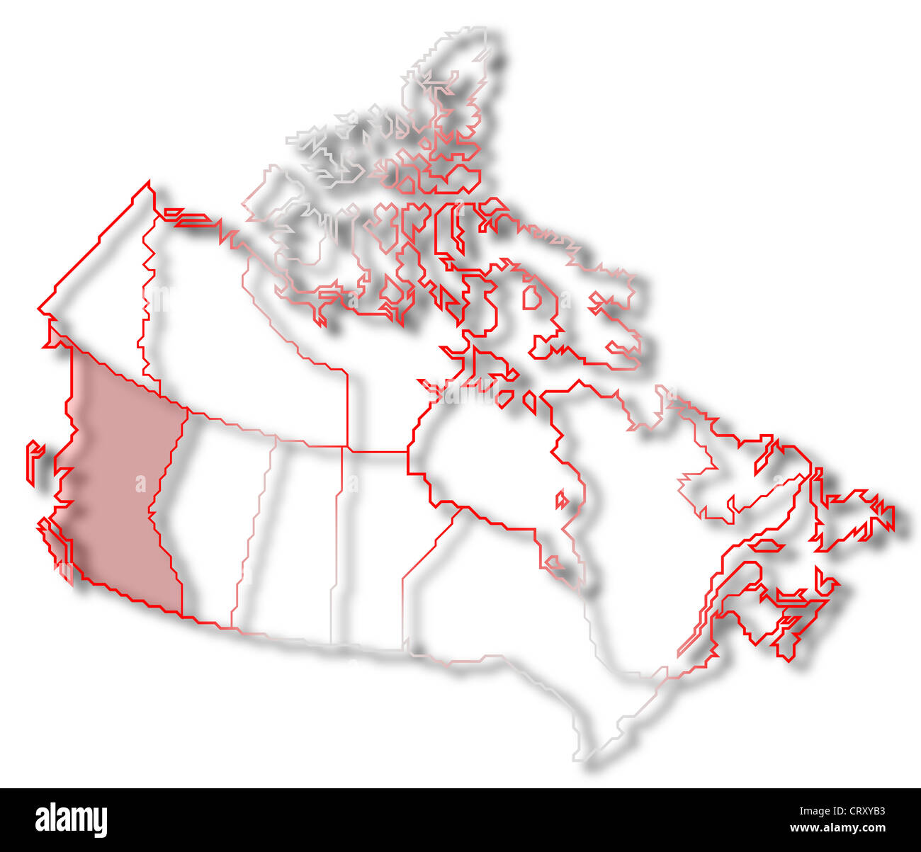 Canada map highlighted flag hi-res stock photography and images - Alamy
