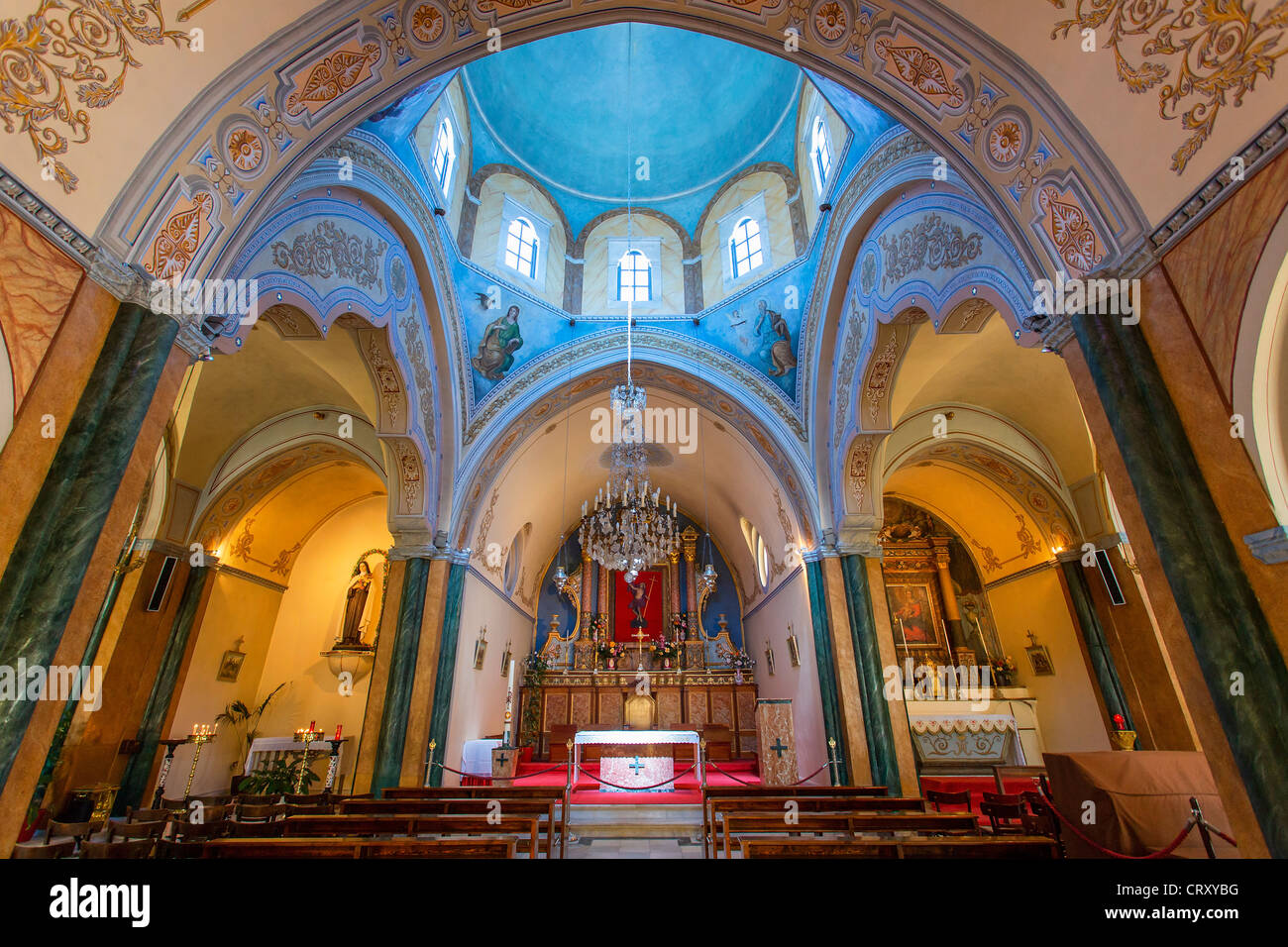Santorini, Fira, Orthodox Church of St. John the Baptist Stock Photo ...