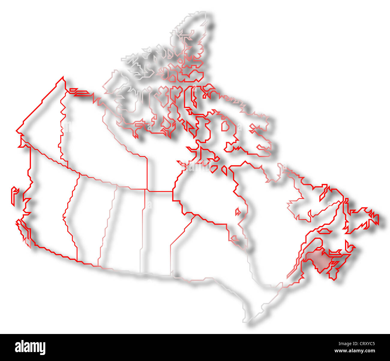 Political map of Canada with the several provinces where New Brunswick ...