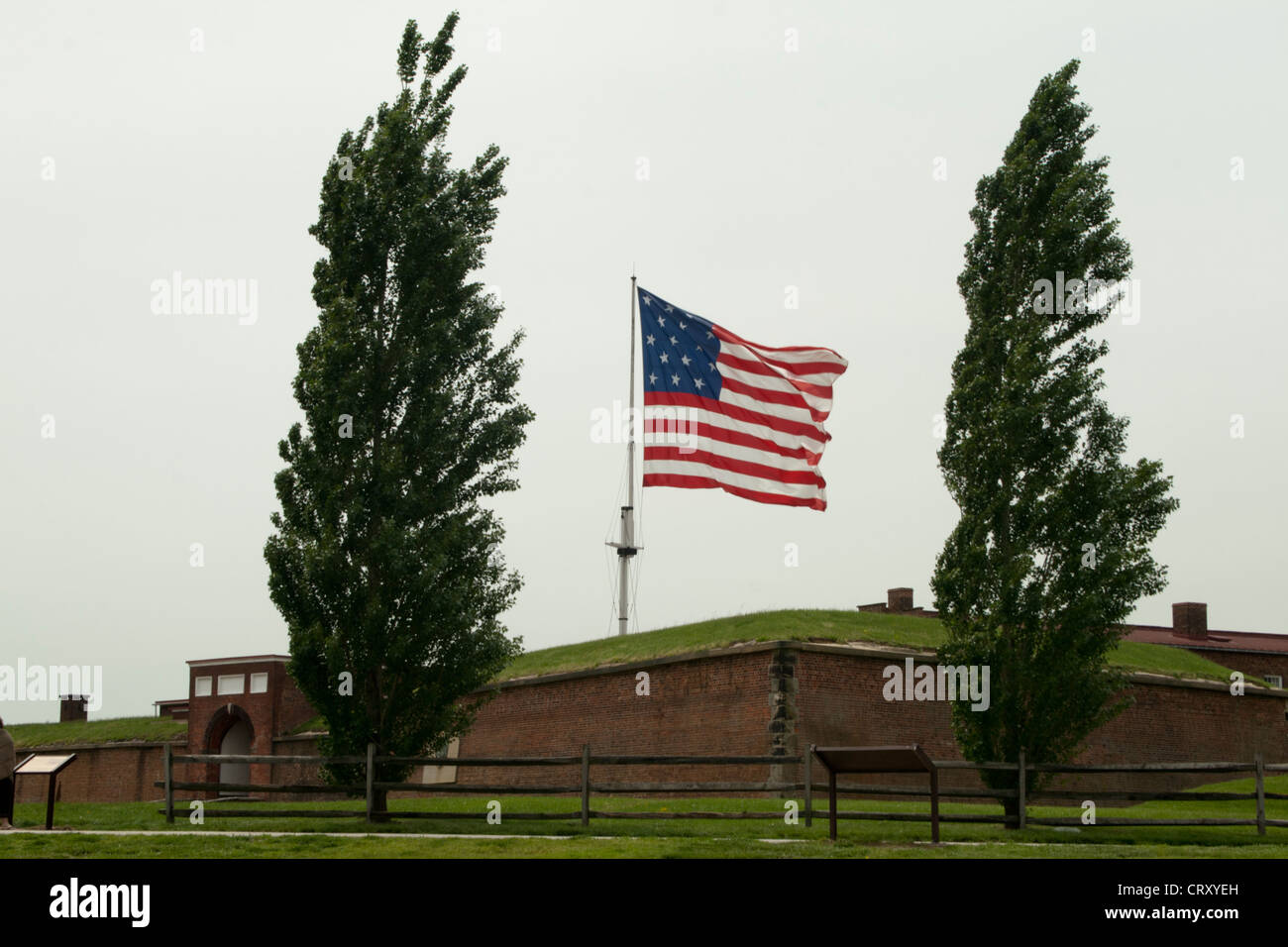 Large American Flag Flying over Fort McHenry Baltimore, Maryland US ...