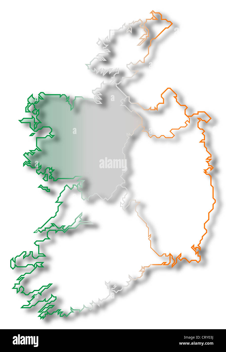 Political map of Ireland with the several provinces where Connacht is ...