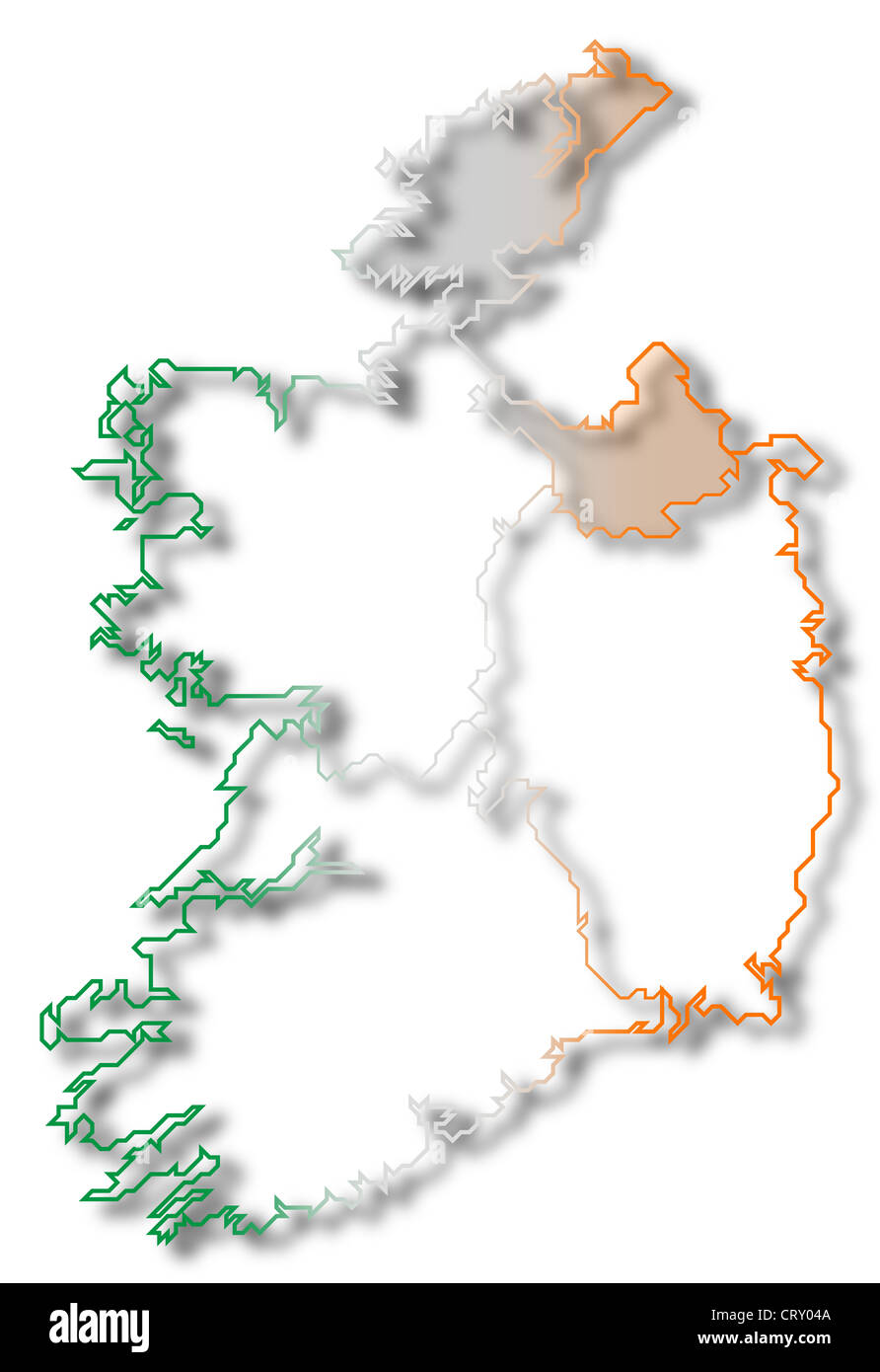 Political map of Ireland with the several provinces where Ulster is ...