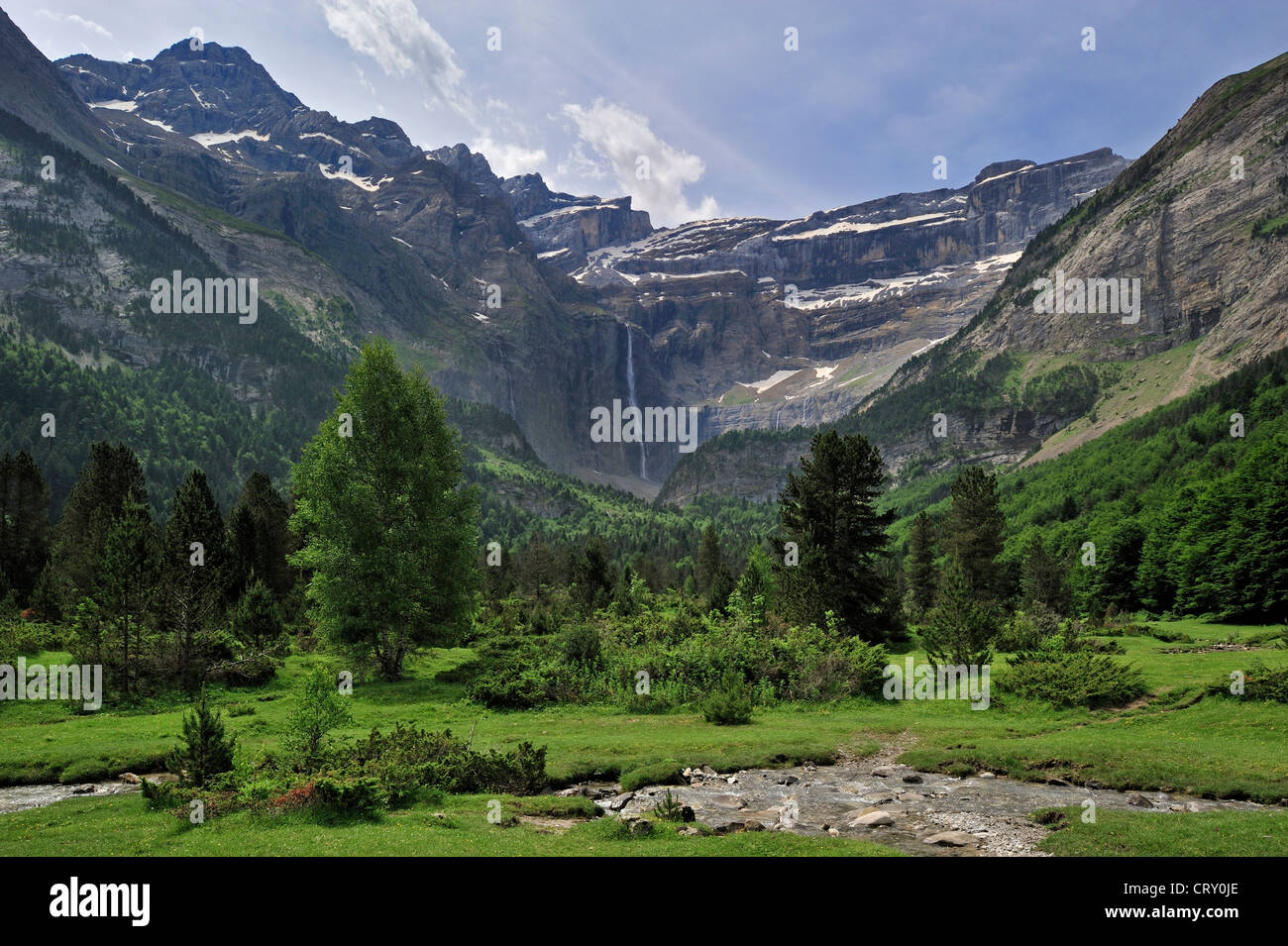 The Cirque de Gavarnie and the Gavarnie Falls / Grande Cascade, highest ...