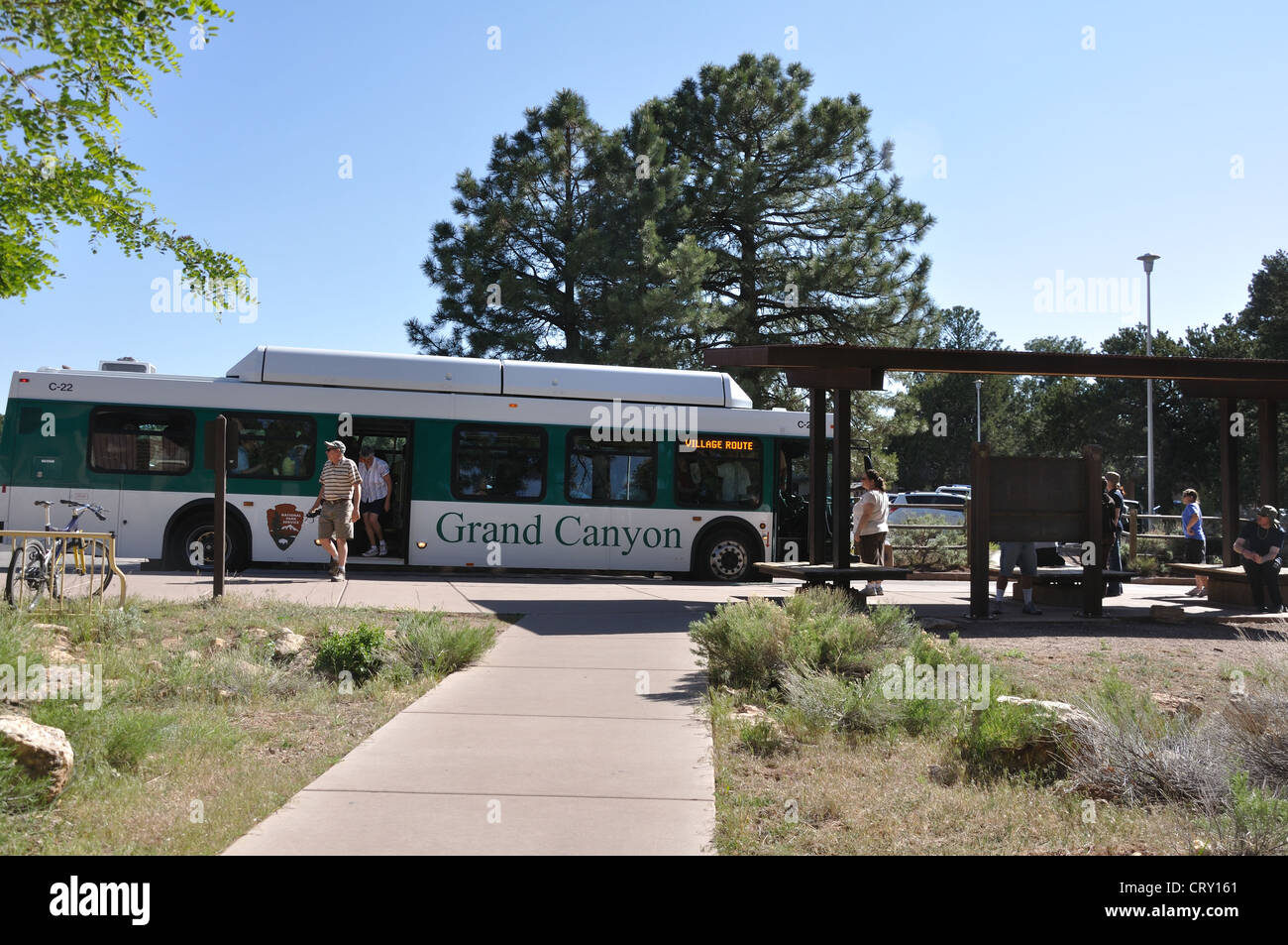 Bus stop at Grand Canyon, Arizona, USA Stock Photo - Alamy