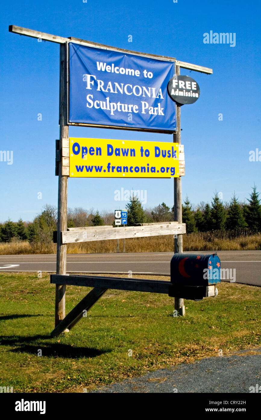 Roadside sign for outside art gallery. Franconia Sculpture Park ...