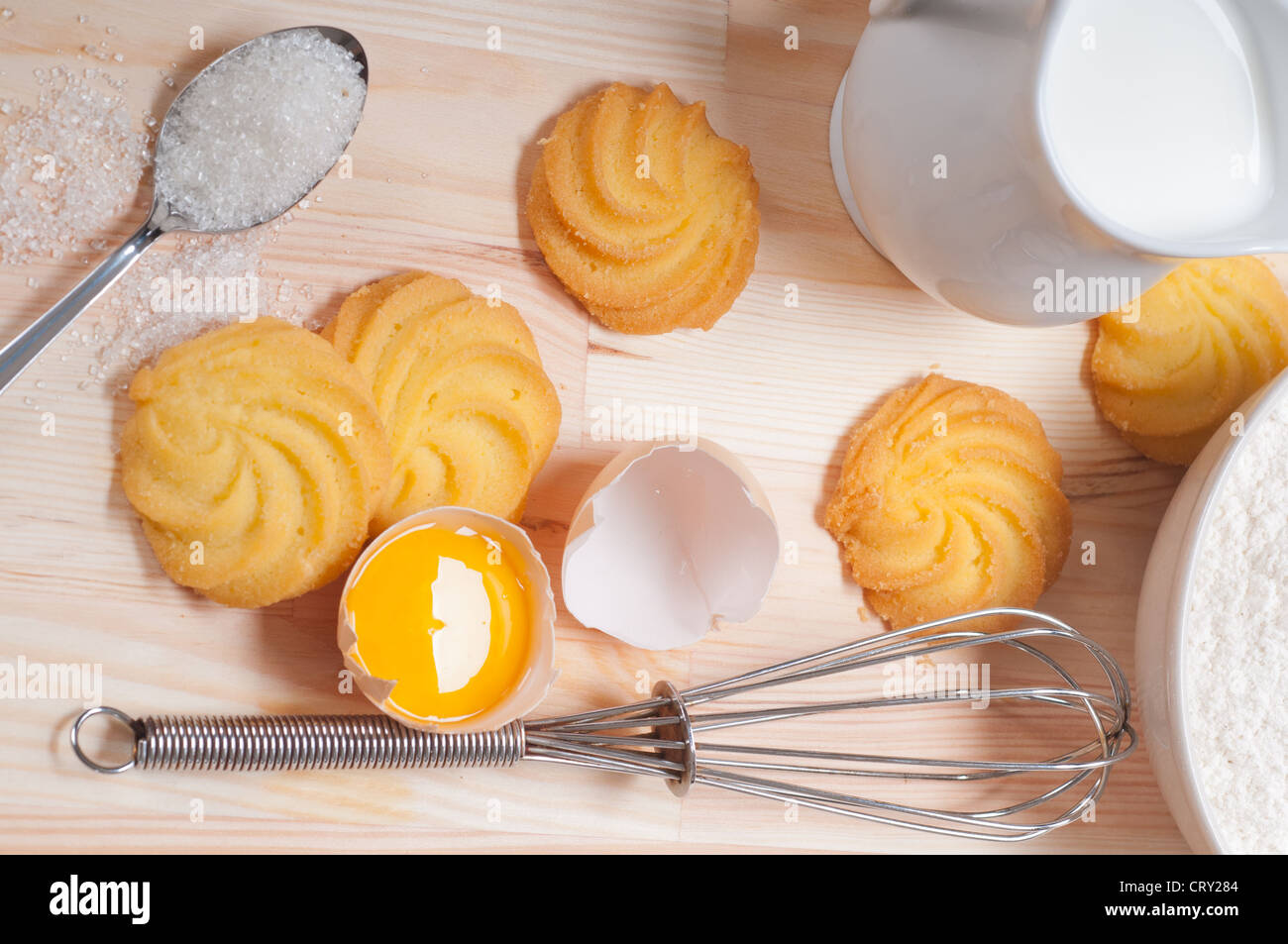 making baking simple cookies with fresh ingredient at home Stock Photo ...