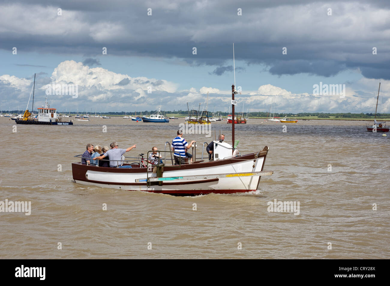 Passenger ferry operating on the river Deben between Felixstowe Ferry ...