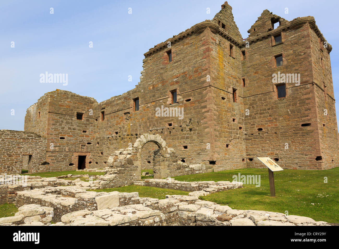 Ruined remains of 16th century Noltland Castle built by Gilbert Balfour ...