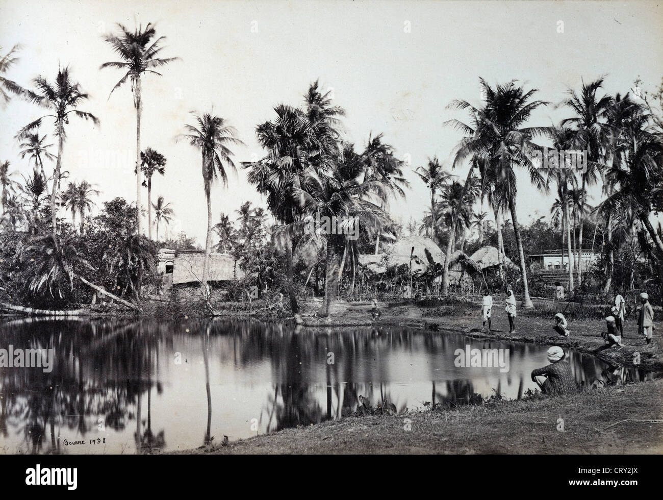 Village Life in Bengal, India, ca 1860, by Samuel Bourne Stock Photo ...