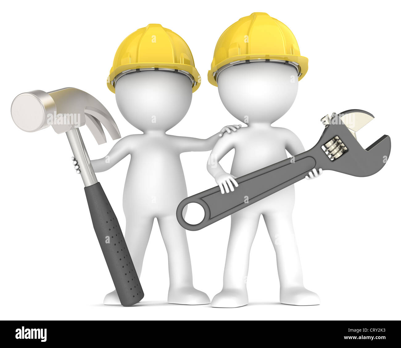 3D little human character The Builders X2 with Hammer and Wrench ...