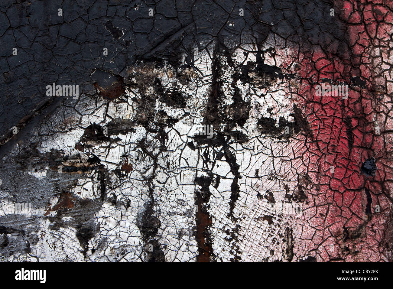 Caked oil and ship paint combining in shifting temperatures, wind and ...