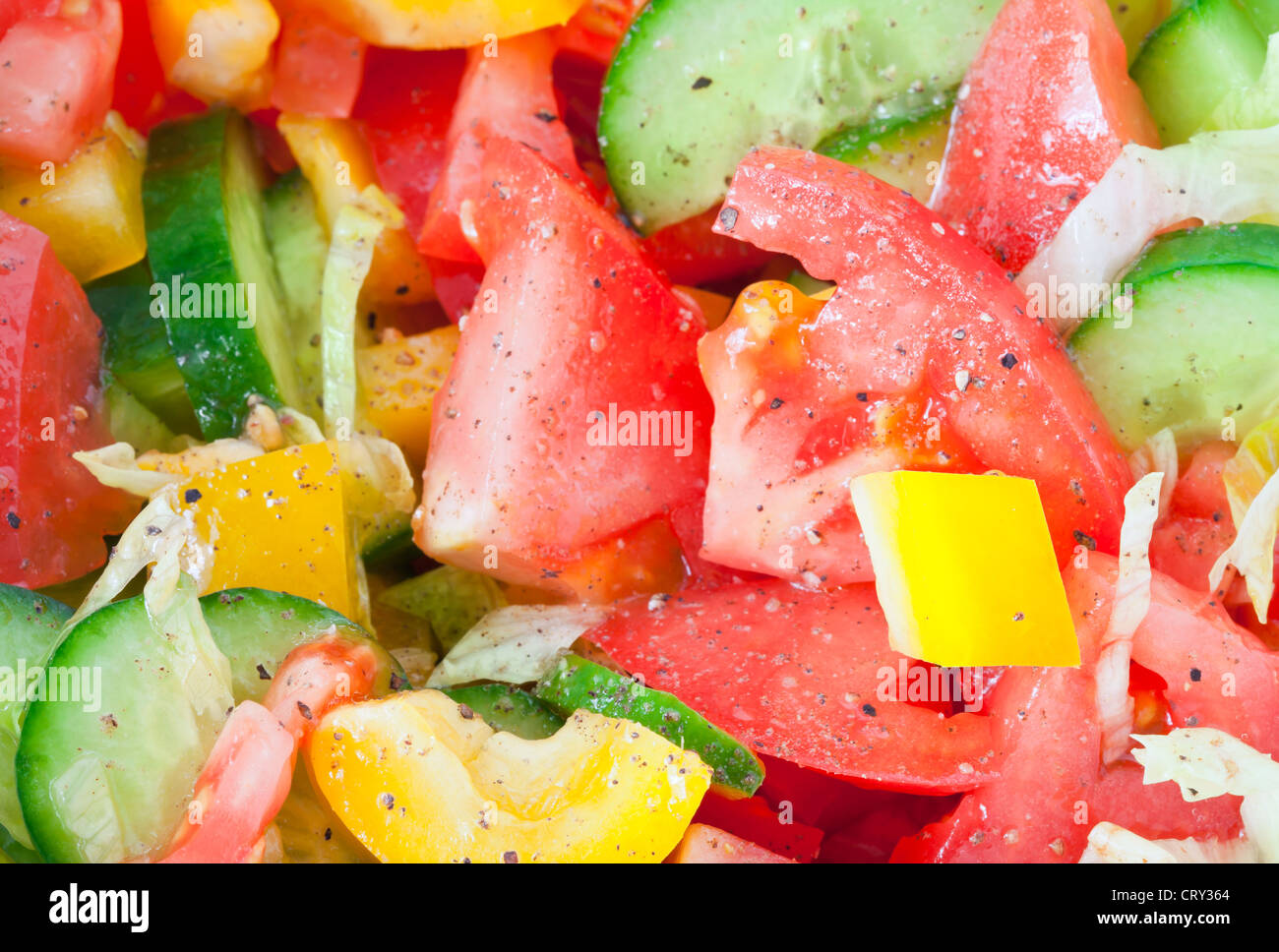 Bright food background with fresh vegetable salad, side dishes Stock ...