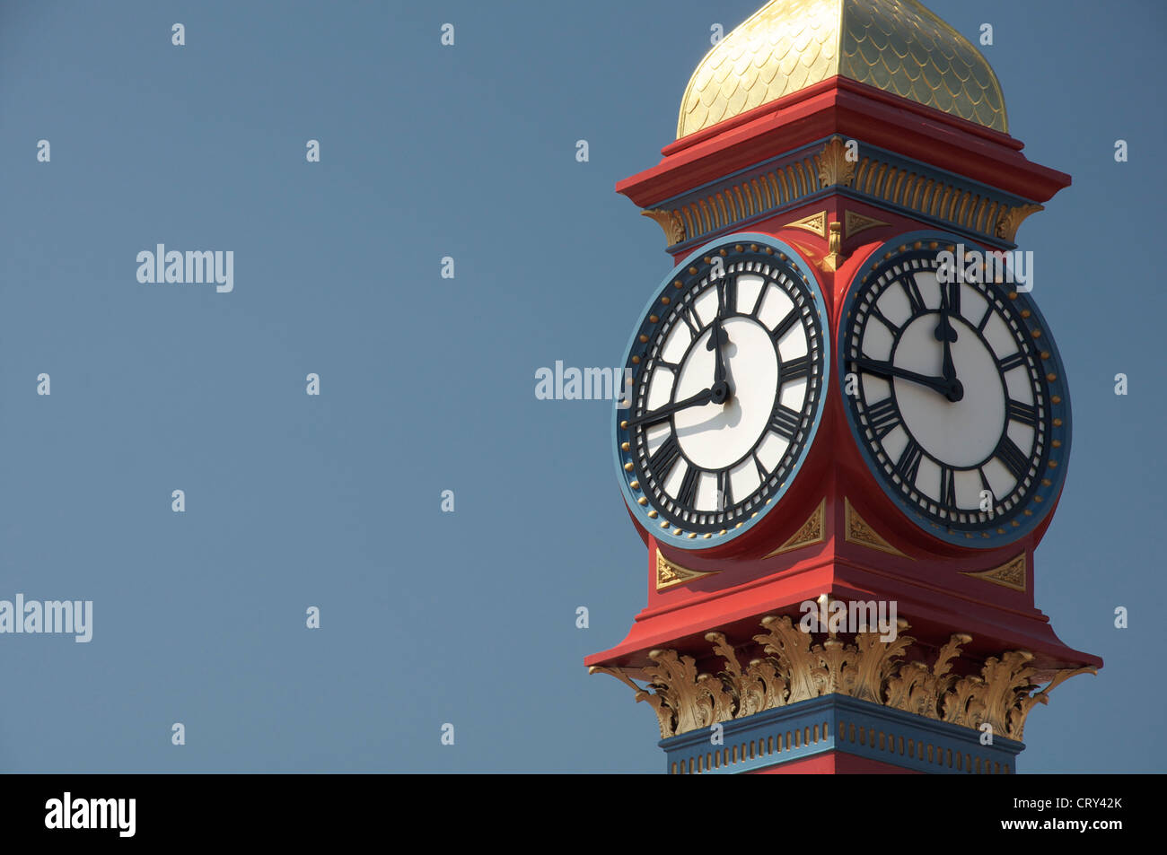 The freshly painted victorian Jubilee clock tower on Weymouth seafront ...