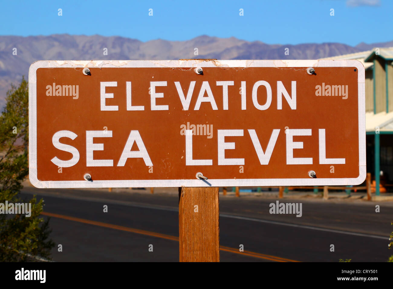 Elevation Sea Level Sign Stock Photo - Alamy
