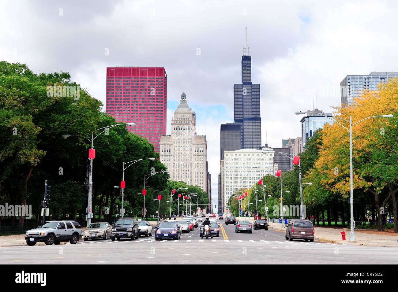 Chicago street view with urban architecture Stock Photo - Alamy