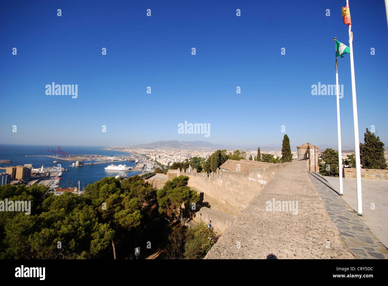Gibralfaro castle (Castillo de Gibralfaro) with views over the port and ...