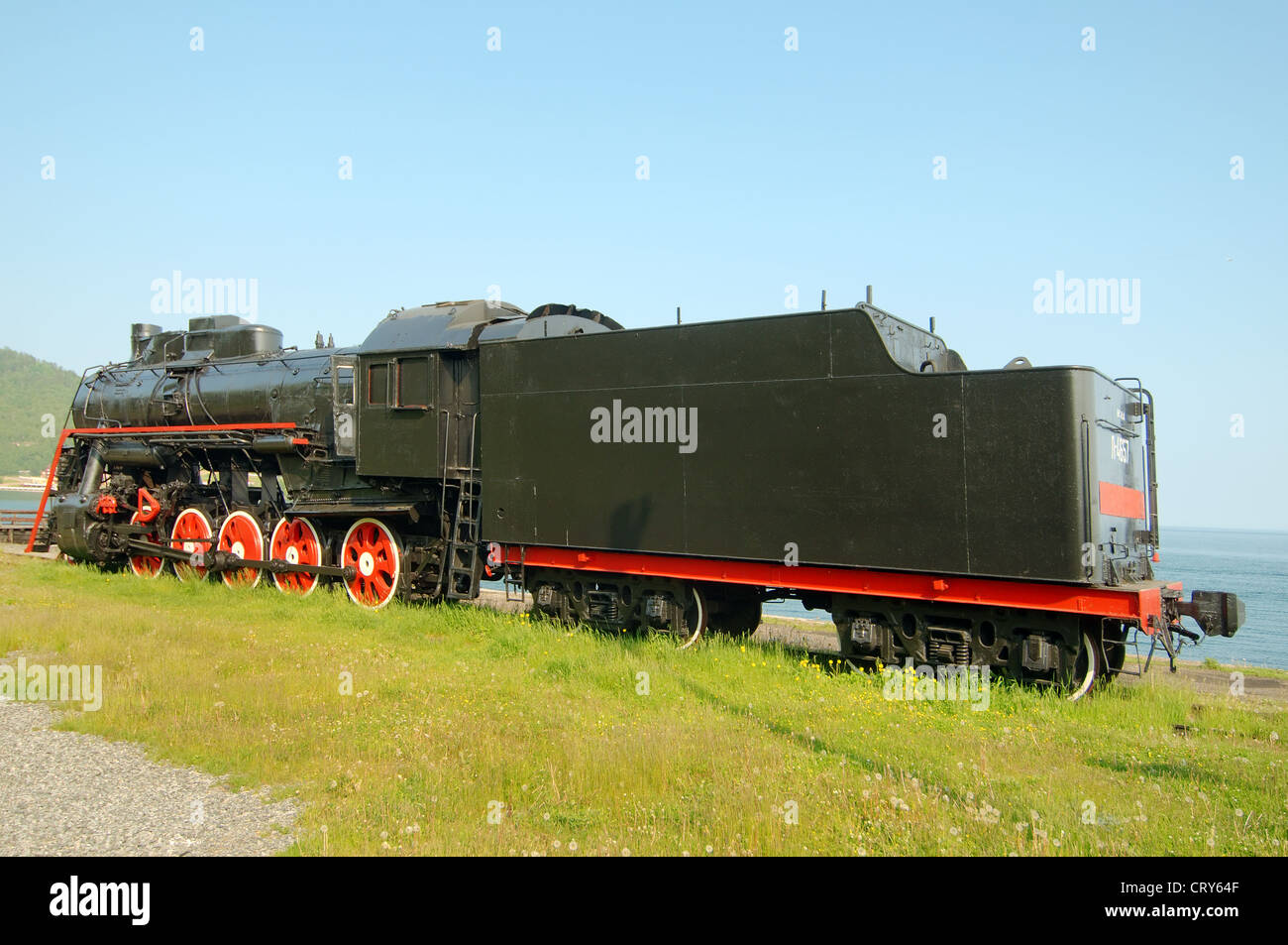 old engine, Circum-Baikal Railway, Lake Baikal, Irkutsk region ...