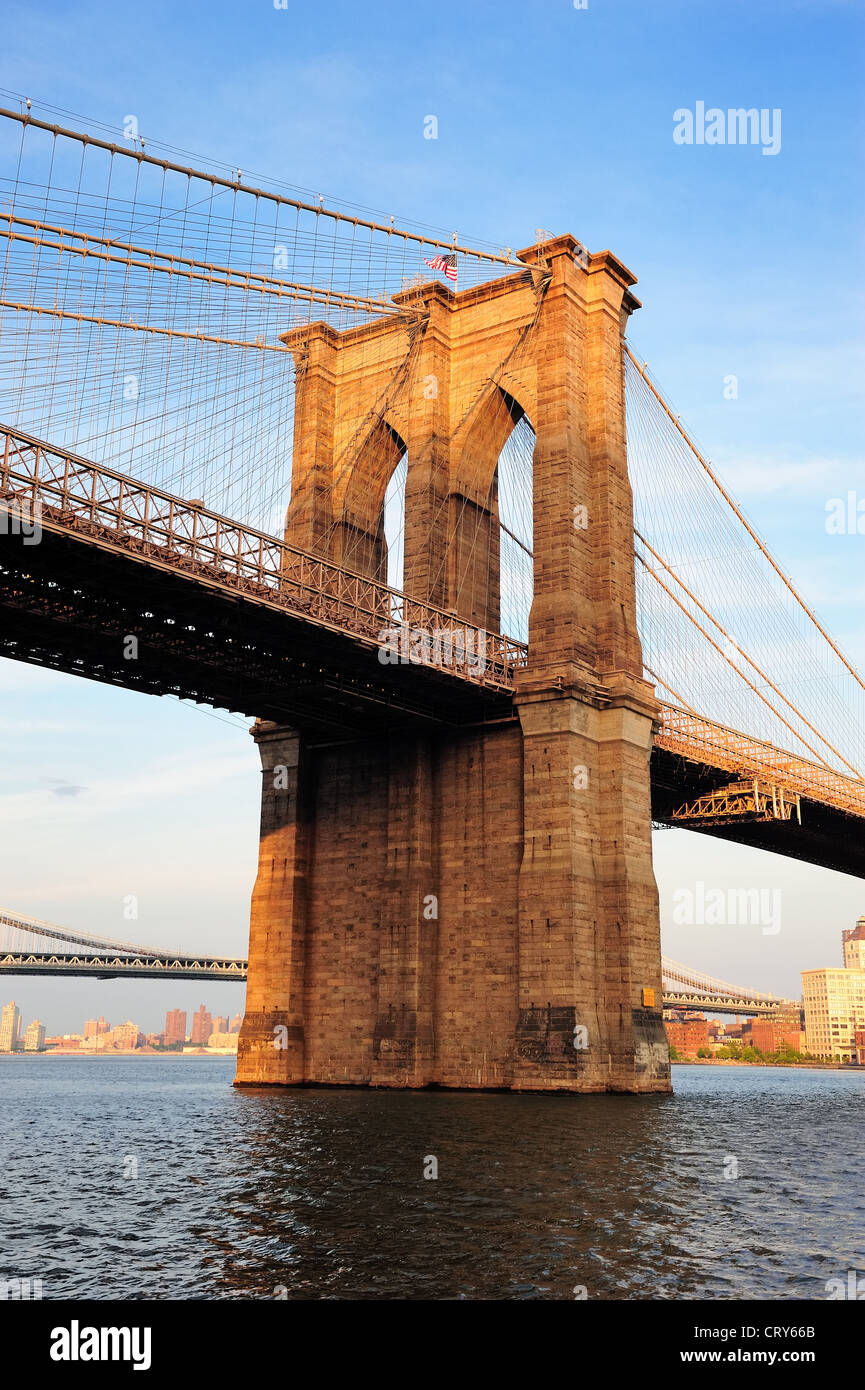 Brooklyn Bridge over East River viewed from New York City Lower ...