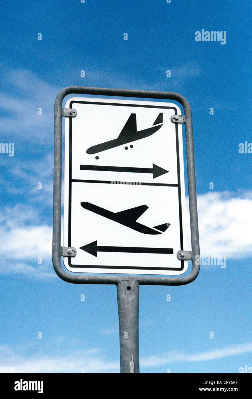 Shield with symbols for takeoff and landing of aircraft Stock Photo - Alamy