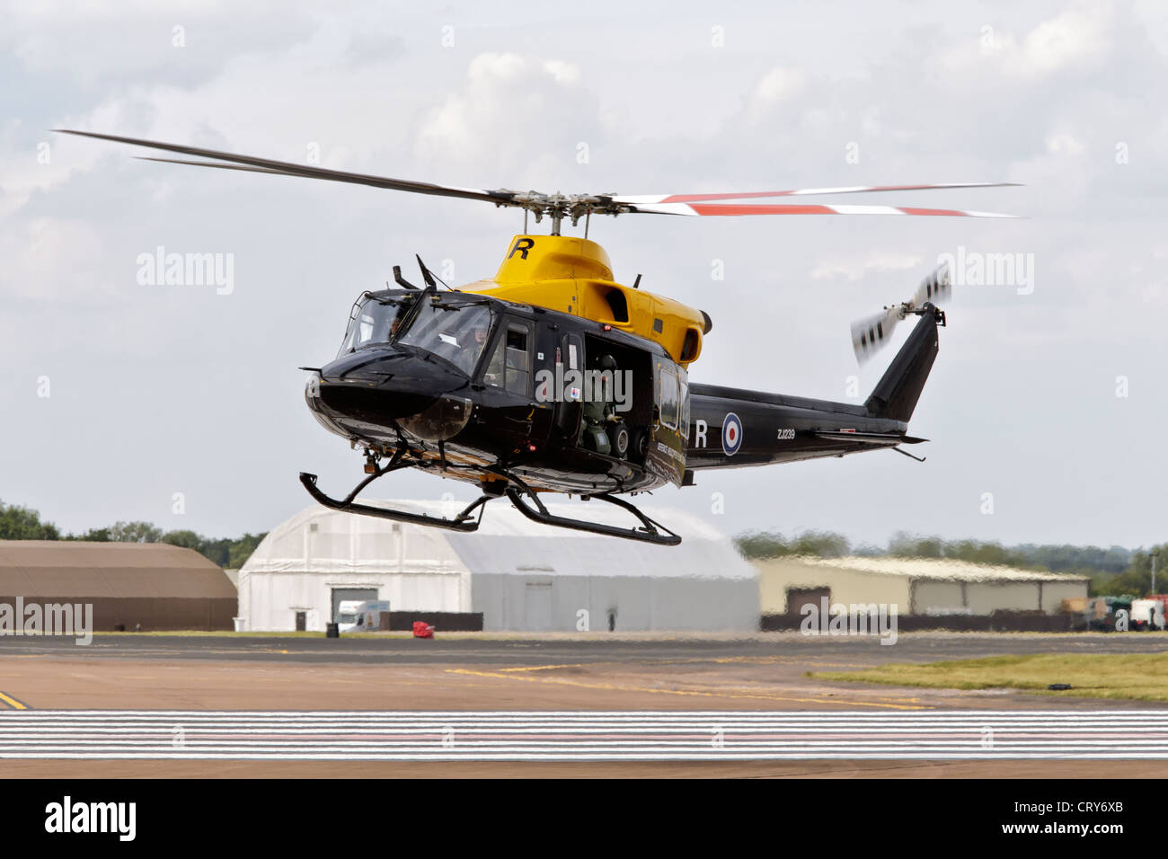 Bell 412 Griffin helicopter of the MOD/ RAF hover taxi Stock Photo - Alamy