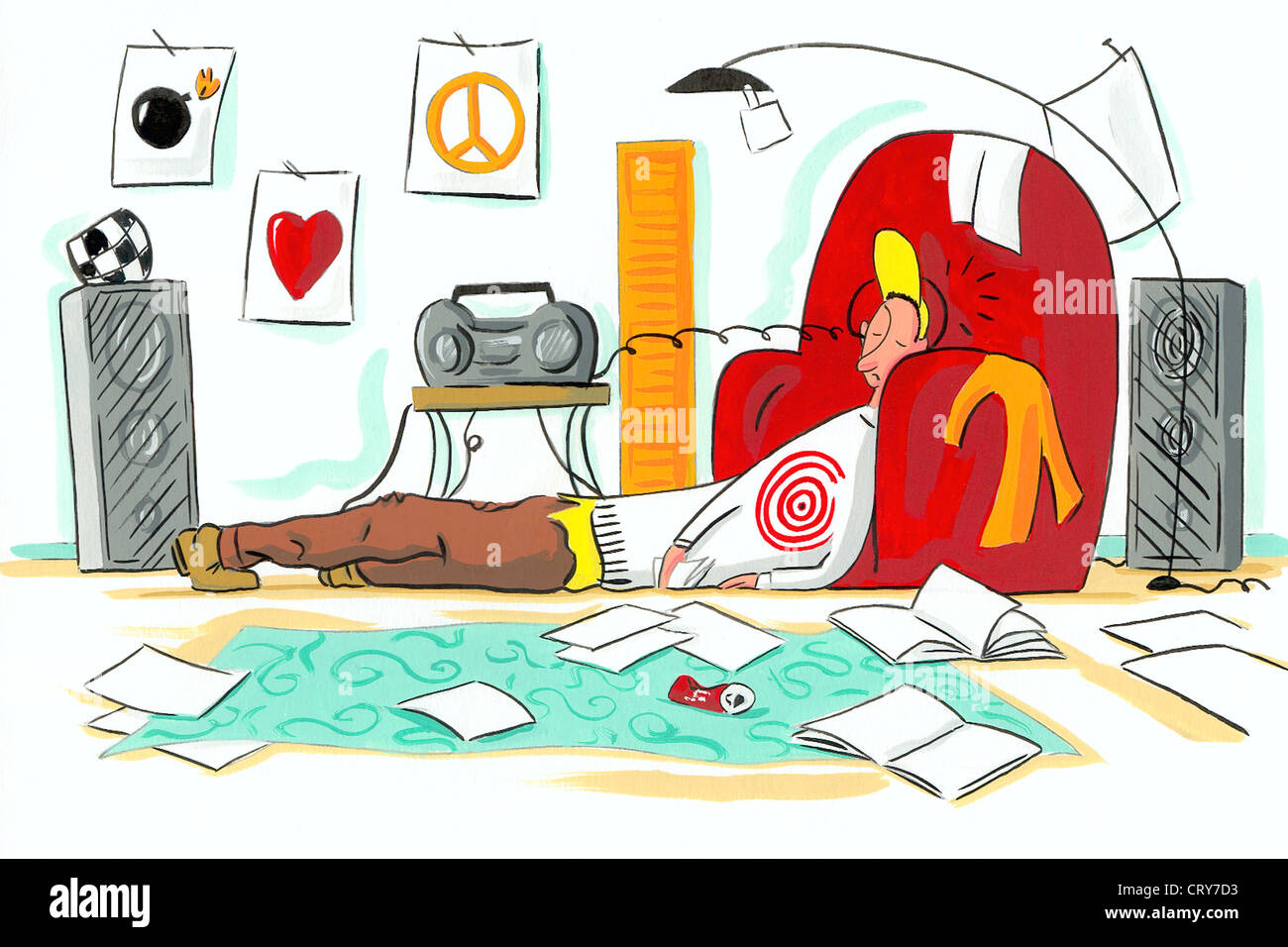 Teen boy drawing relaxing hi-res stock photography and images - Alamy