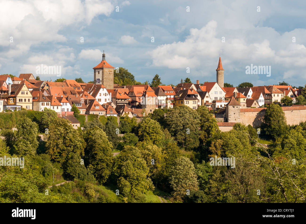 Panoramic View of Old Town (Altstadt) of Rothenburg ob der Tauber as ...