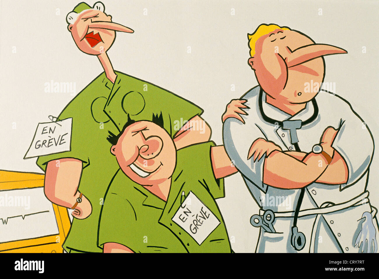 NURSE ON STRIKE, DRAWING Stock Photo - Alamy