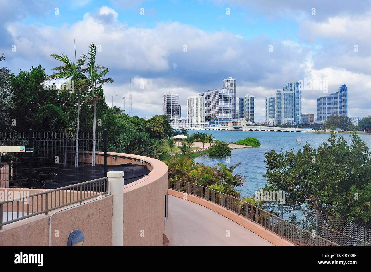Miami downtown city skyline in the day with cloud and blue sky Stock ...