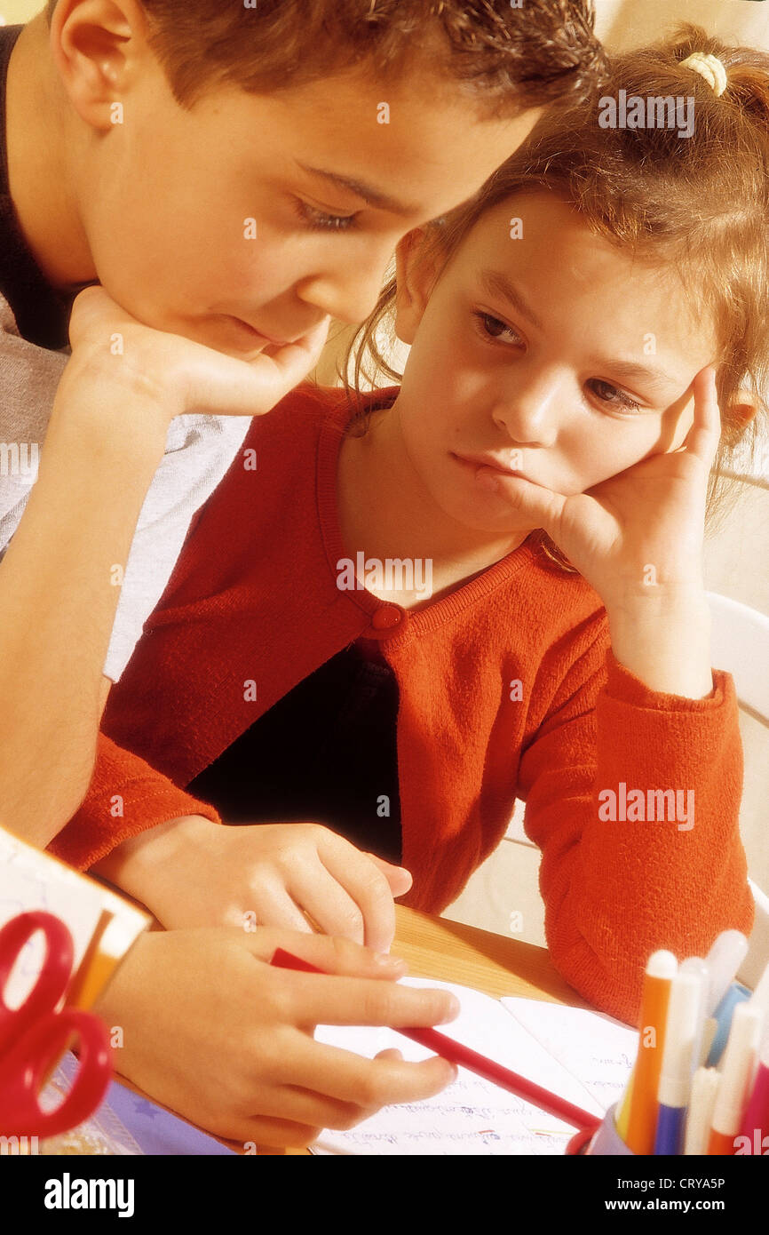 CHILD DOING HOMEWORK Stock Photo - Alamy