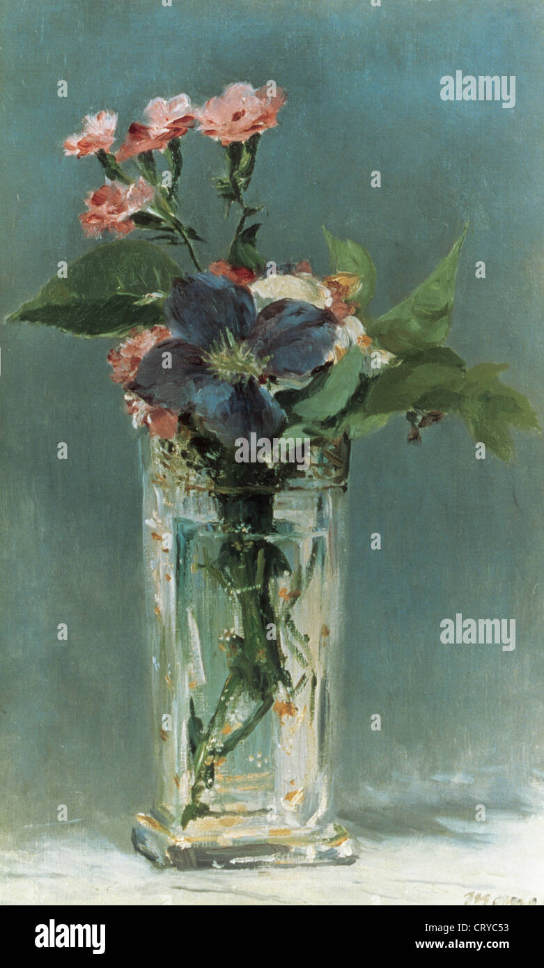 Edouard Manet (1832-1883). French painter. Carnations and Clematis in a ...