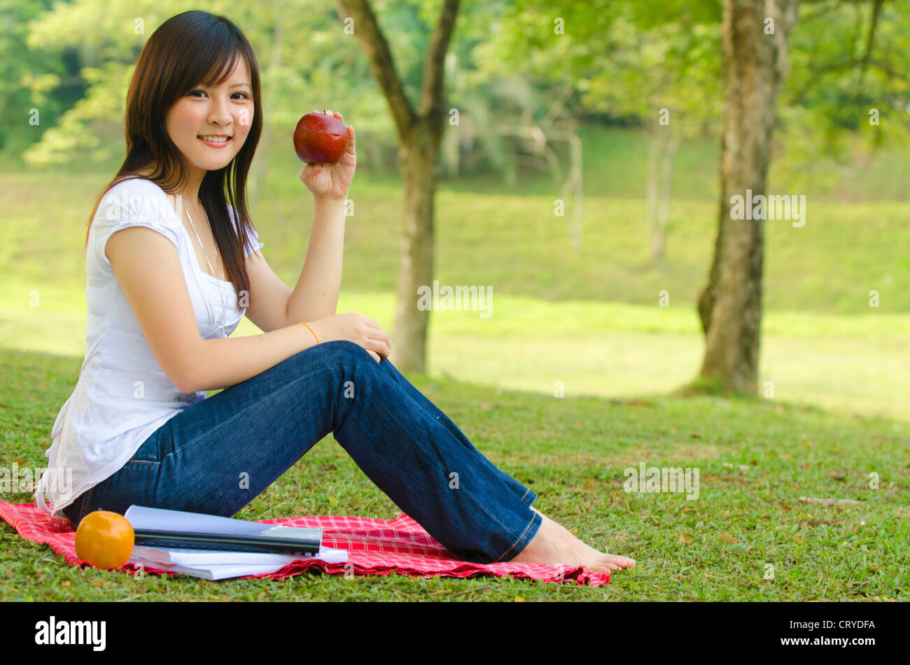 health conscious asian college girl Stock Photo - Alamy