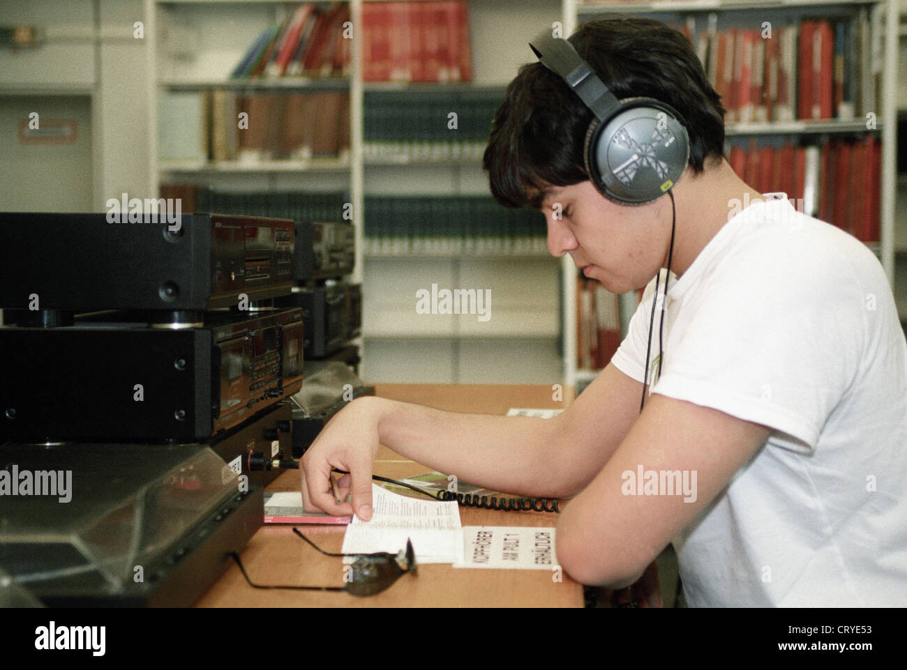 Listening position in the America Memorial Library (T Stock Photo - Alamy