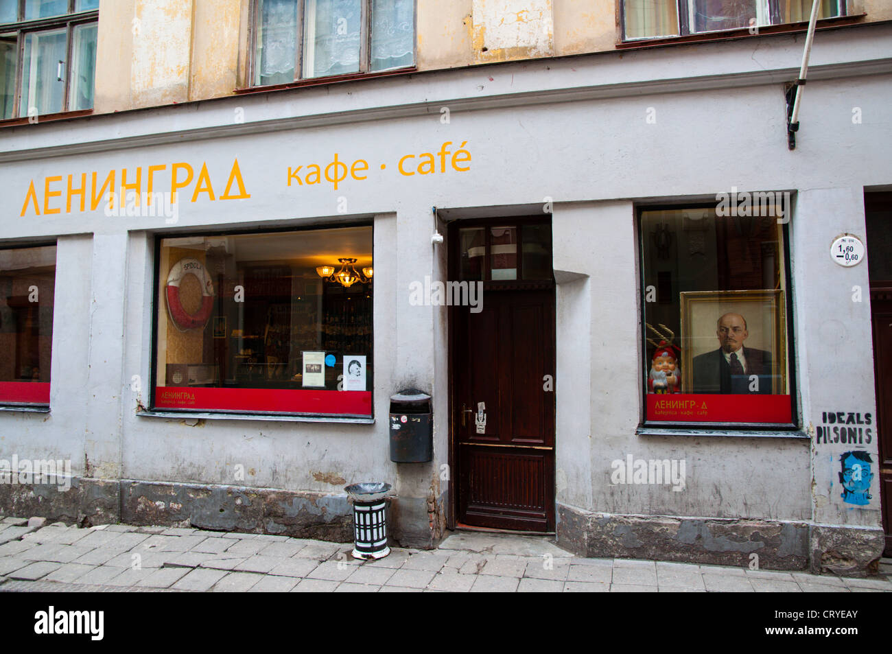 Cafe bar Leningrad with Socialist Soviet Union theme old town Riga ...