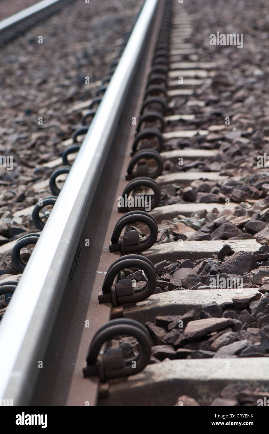 close up to Lock on Rail Track Stock Photo - Alamy
