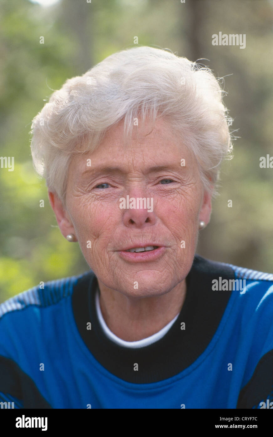 PORTRAIT OF +65 YR-OLD WOMAN Stock Photo - Alamy