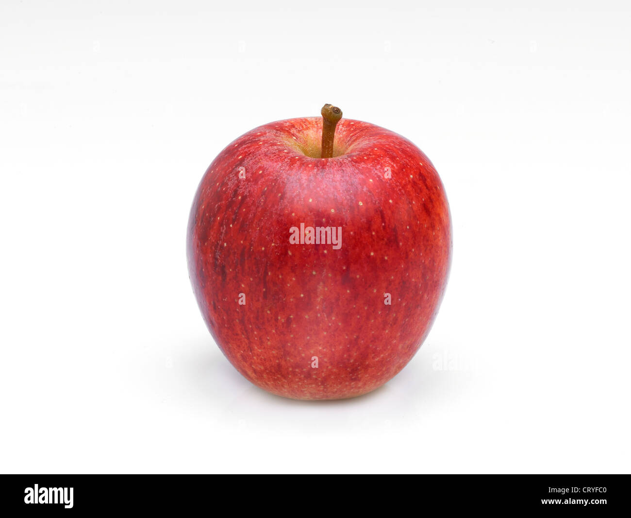 A single red apple with stalk on clean white background Stock Photo - Alamy
