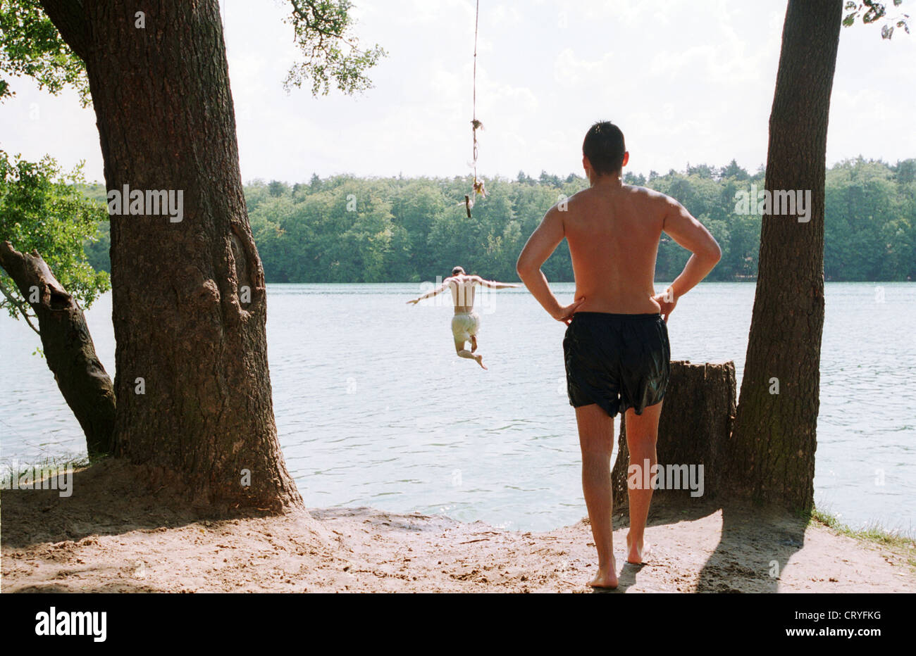 Youths bathing in Berlin on Liepnitzsee Stock Photo - Alamy