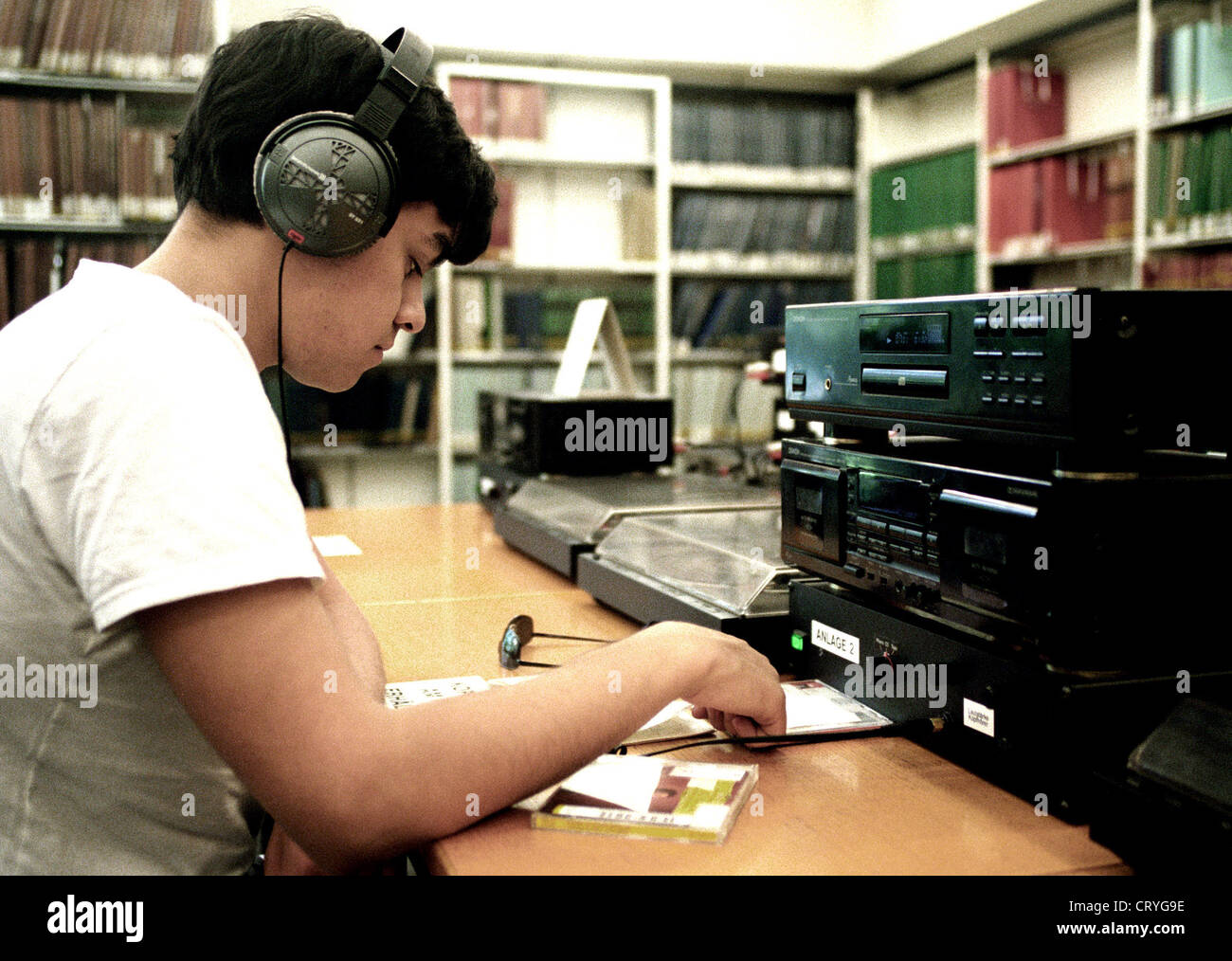 Listening position in the America Memorial Library (T Stock Photo - Alamy