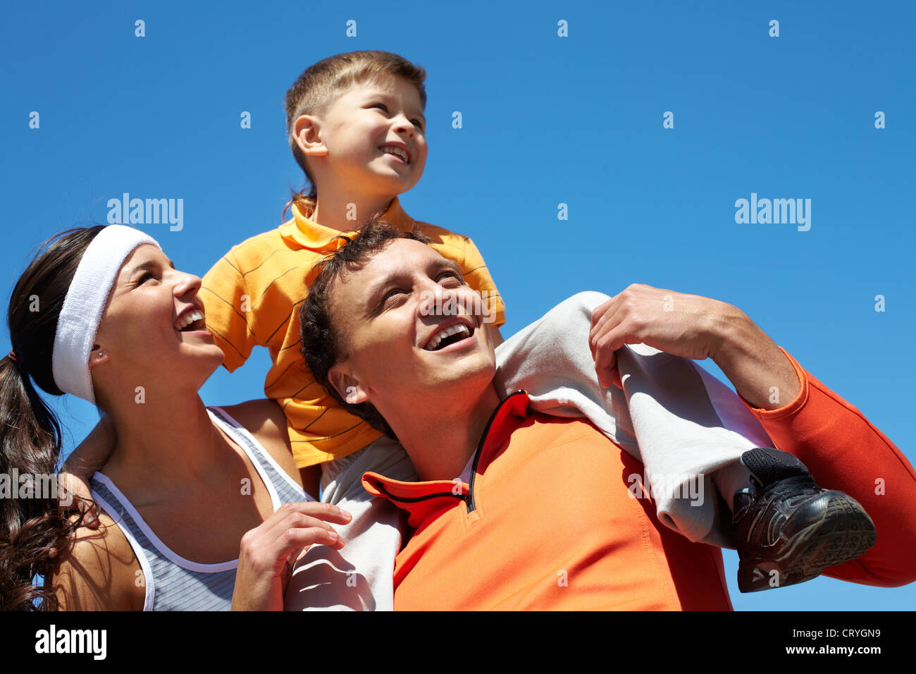 Active family enjoying hot sunny days outdoors Stock Photo - Alamy