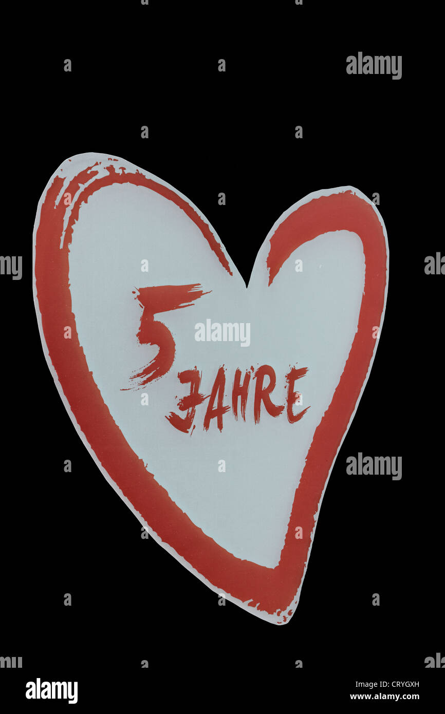 German 5 jahre ( year ) love heart Stock Photo - Alamy