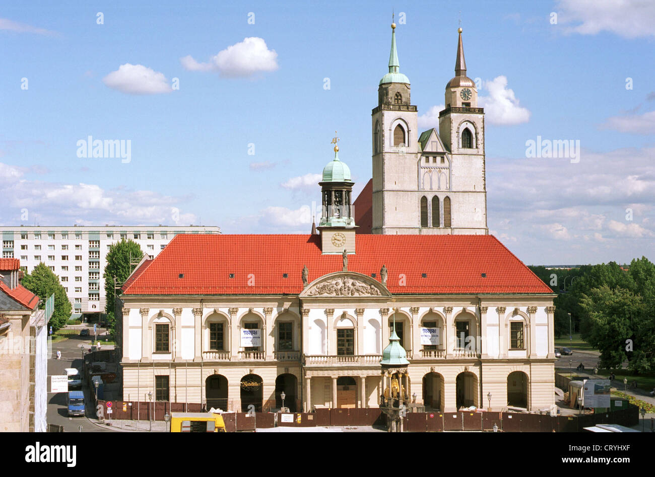 Town Hall and St John's Church in Magdeburg Stock Photo - Alamy