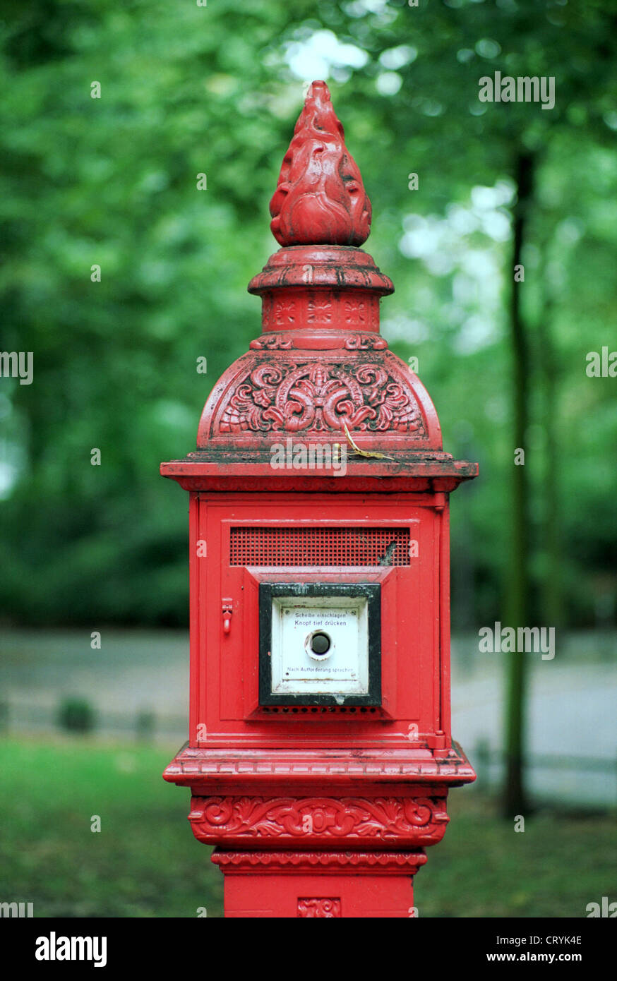Berlin detail, an old red fire alarm Stock Photo - Alamy