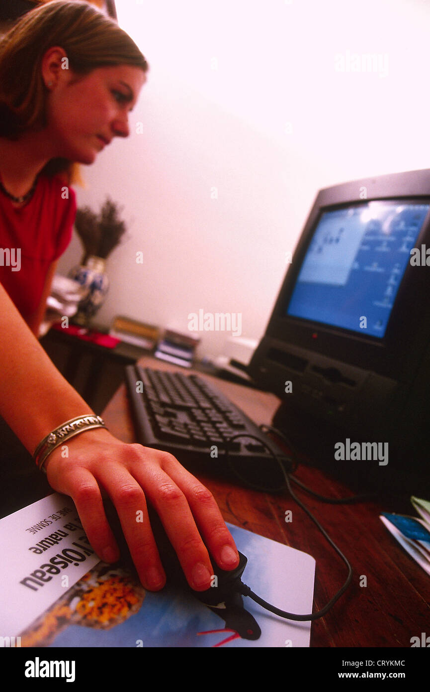 TEENAGER AT A COMPUTER Stock Photo - Alamy