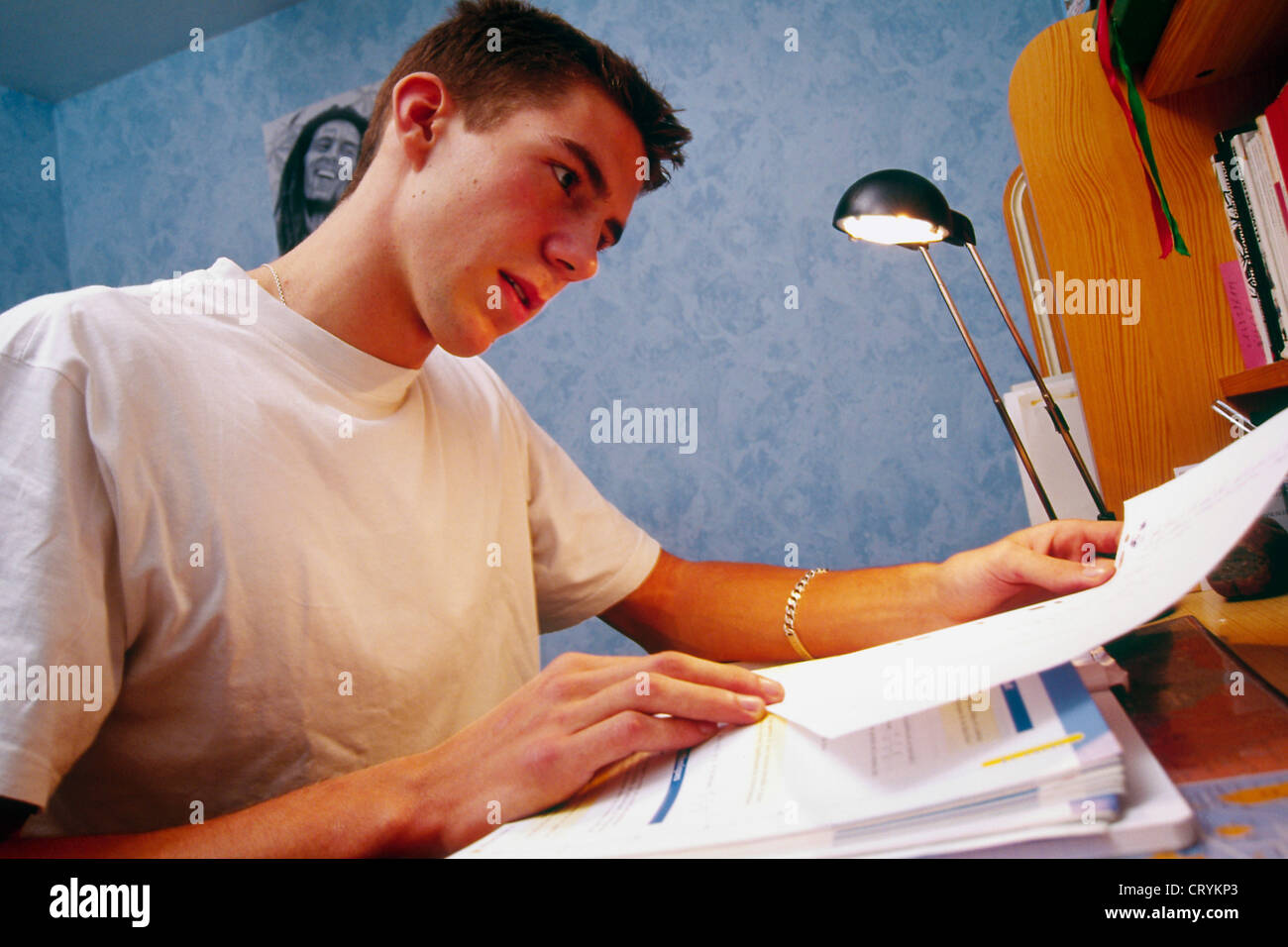 TEENAGER DOING HOMEWORK Stock Photo - Alamy