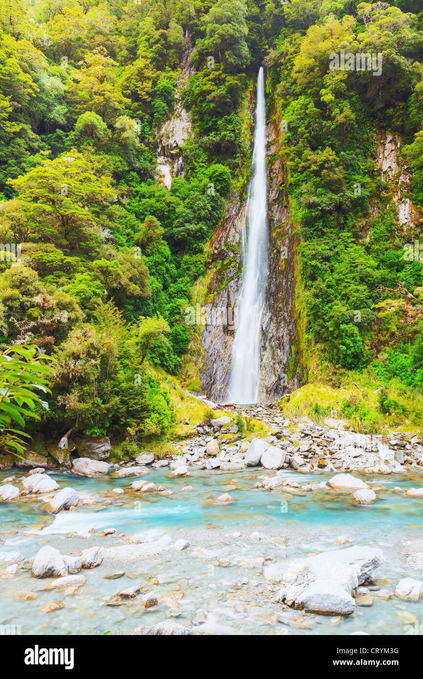 Roaring Billy Falls (Haast Pass, South Island, New Zealand Stock Photo ...
